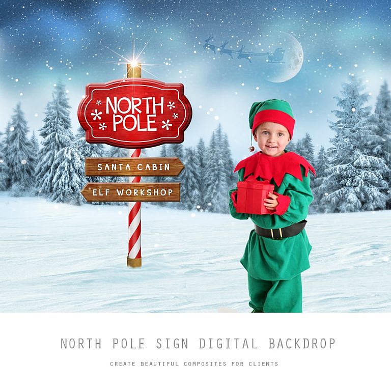 North Pole Sign Christmas Digital Backdrop (16×20) – Squijoo.com