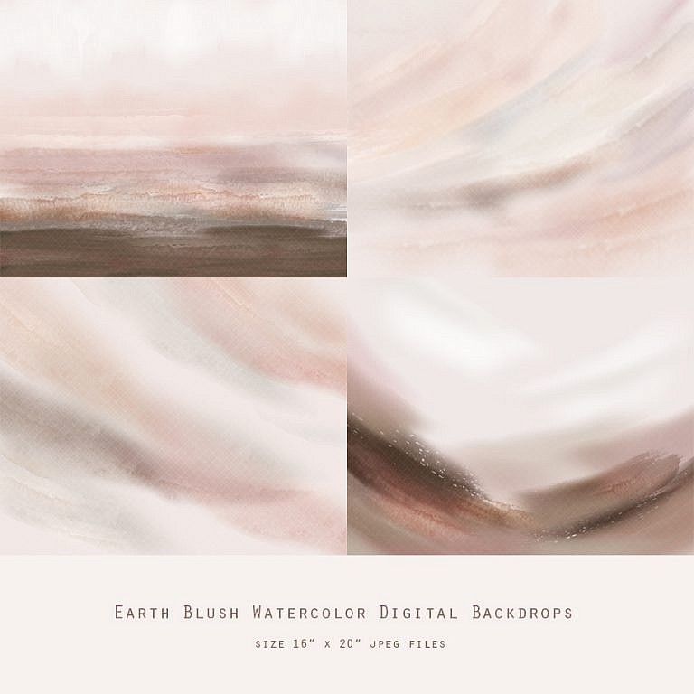 Earth Blush Watercolor Digital Backdrops – Squijoo.com