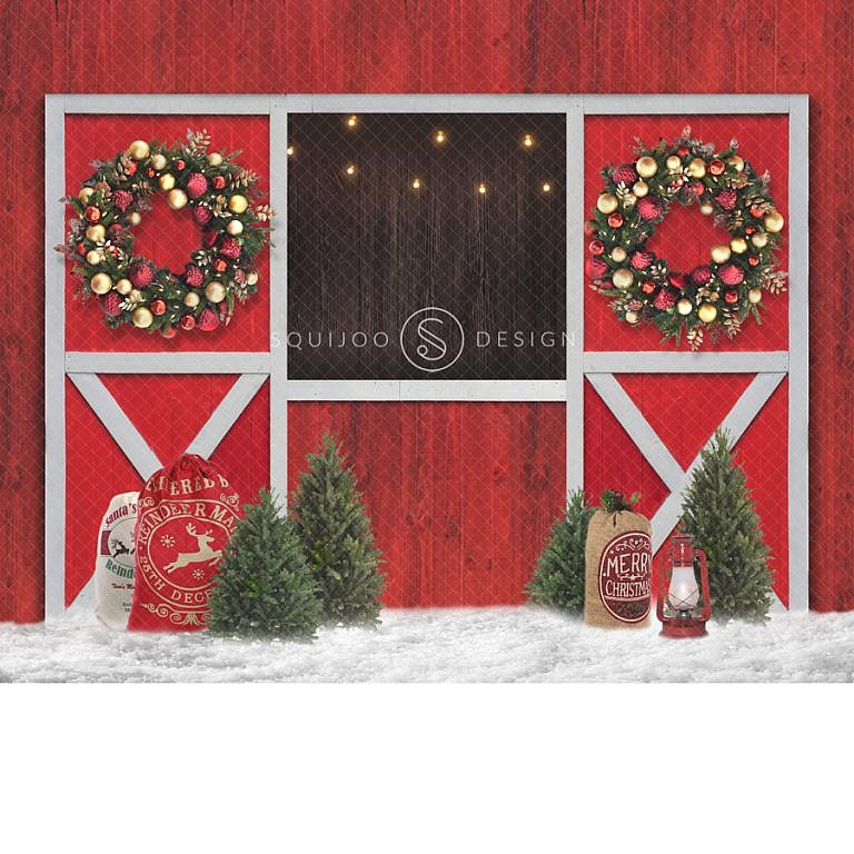 Reindeer Barn Christmas Digital Backdrop – Squijoo.com