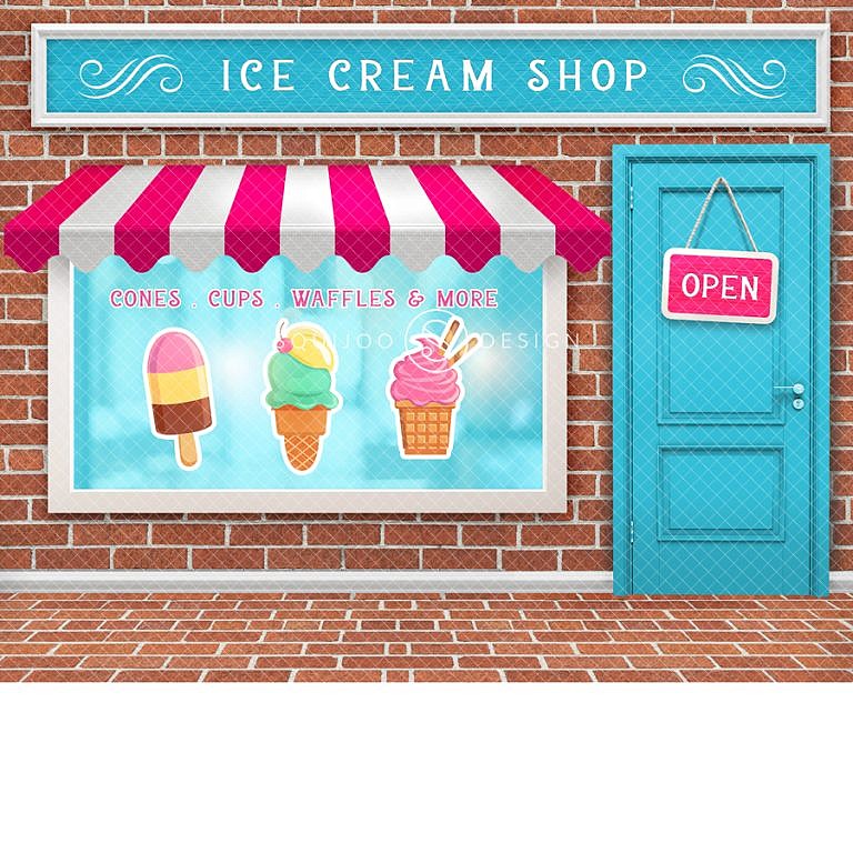 Ice Cream Shop Digital Backdrop – Squijoo.com