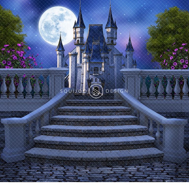 Fantasy Castle Digital Backdrop – Moonlight – Squijoo.com