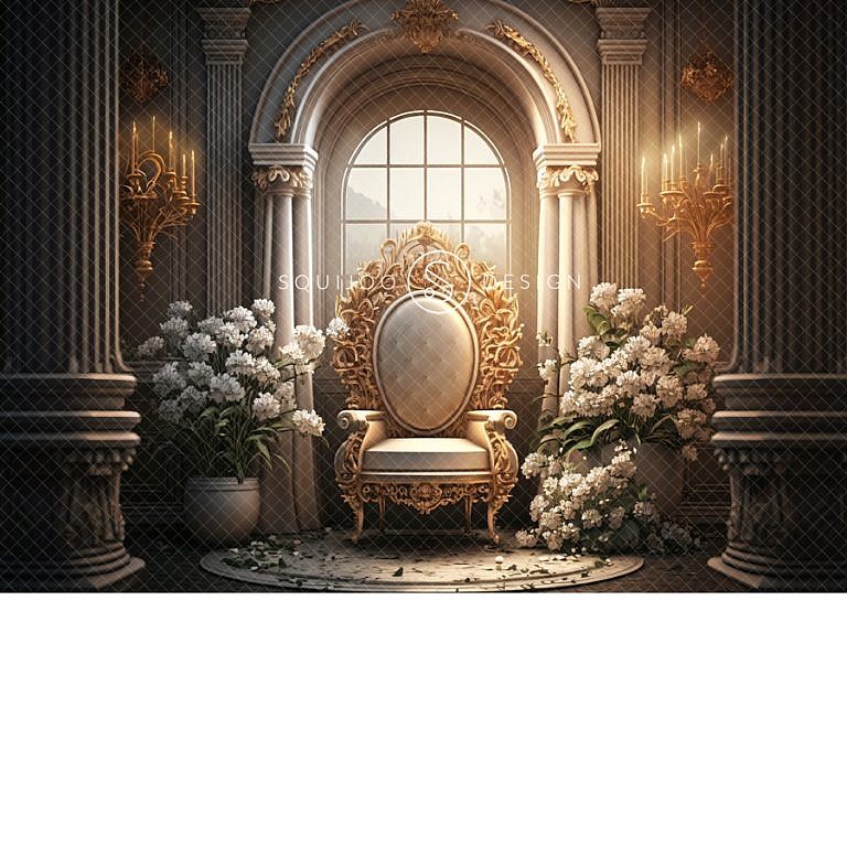 Palace Throne Digital Backdrop – Majestic White – Squijoo.com