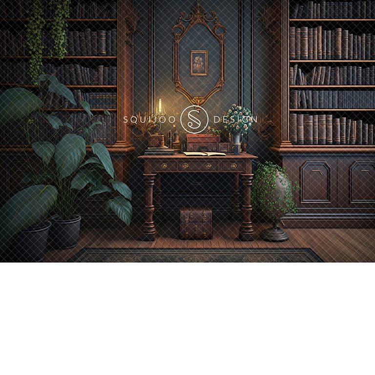 Vintage Room Digital Backdrop – Study – Squijoo.com