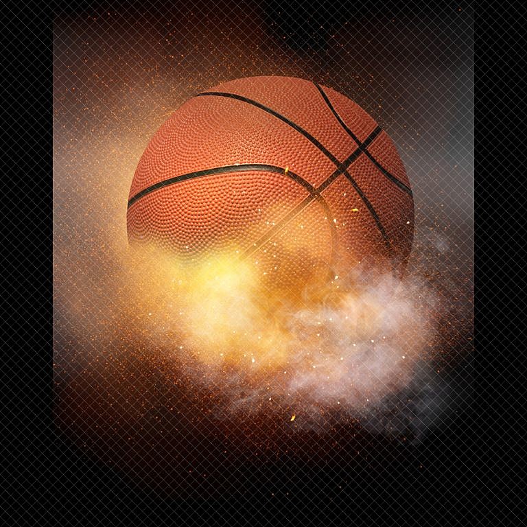 Basketball Sports Digital Backdrop – Flaming Ball – Squijoo.com
