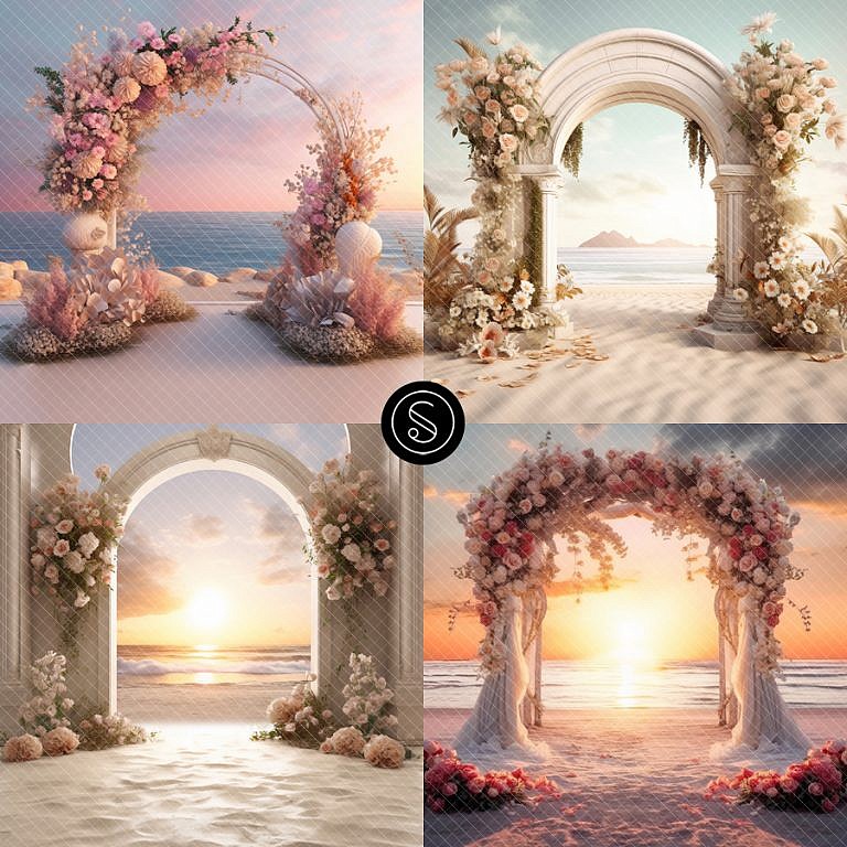 Beach Bohemian Floral Arch Digital Backdrops – Squijoo.com