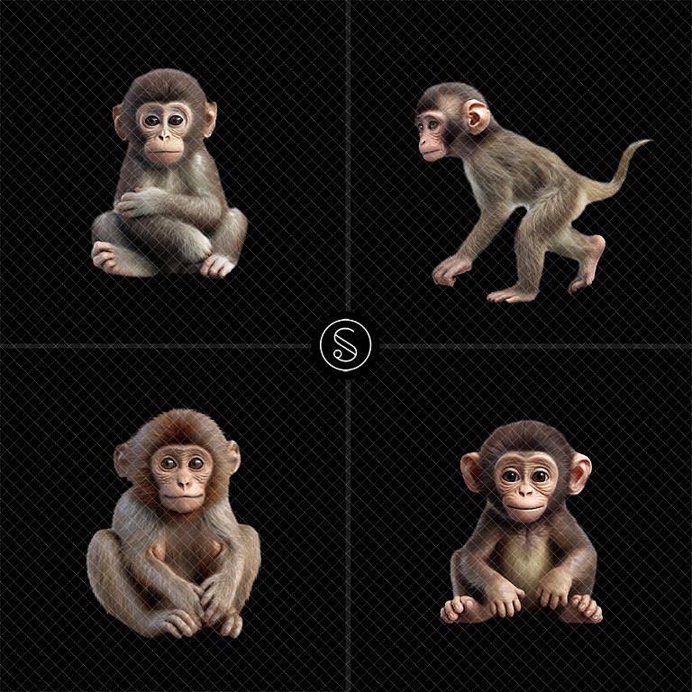 Cute Monkey Digital Overlays – Squijoo.com