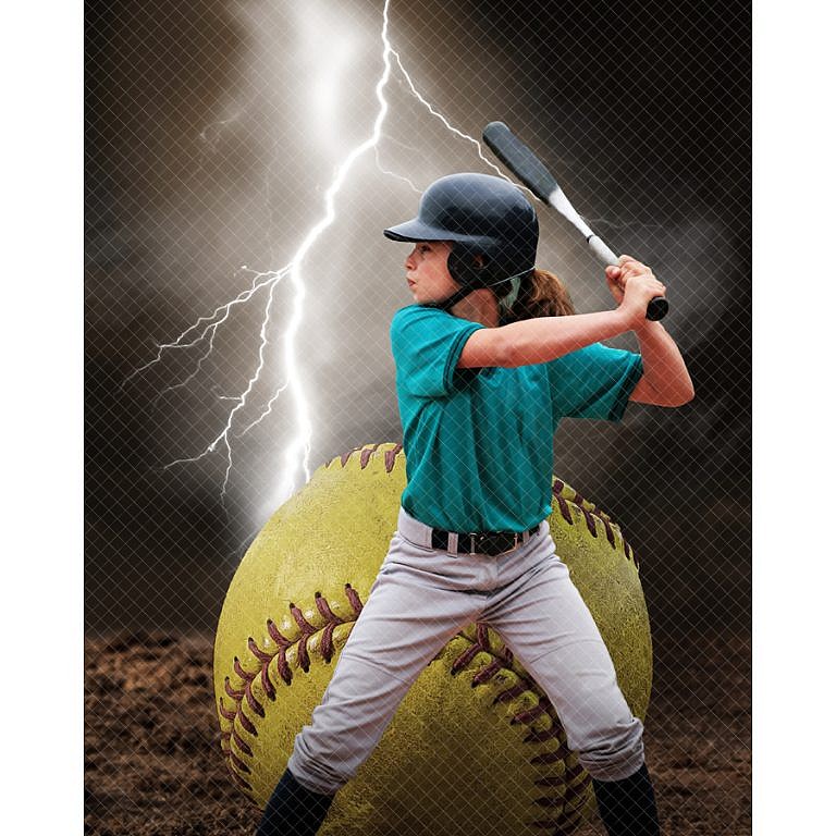 Softball Sports Digital Backdrop – Lightning – Squijoo.com