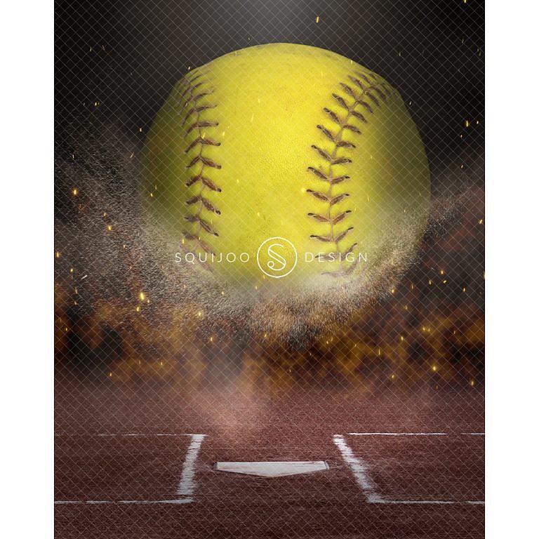 Softball Sports Digital Backdrop – Ball Smoke – Squijoo.com