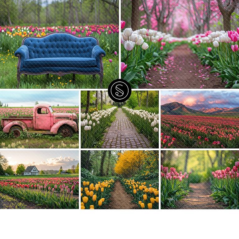 Tulip Flower Field Digital Backdrops – Squijoo.com