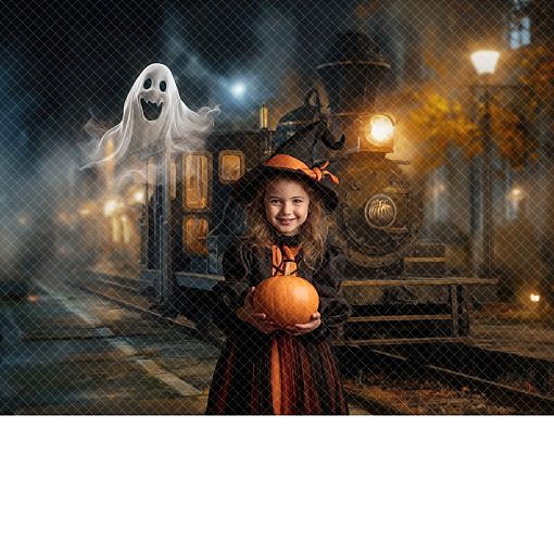 Halloween Digital Backdrop – Ghost Train – Squijoo.com