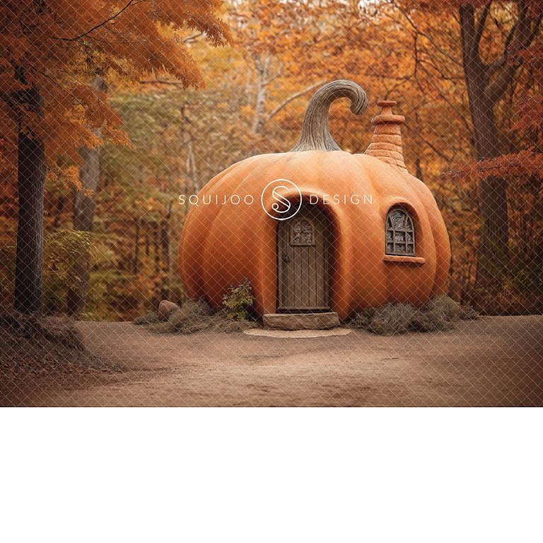 Fall Digital Backdrop – Pumpkin House – Squijoo.com