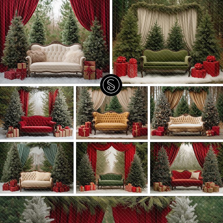 Christmas Couch Digital Backdrops – Squijoo.com